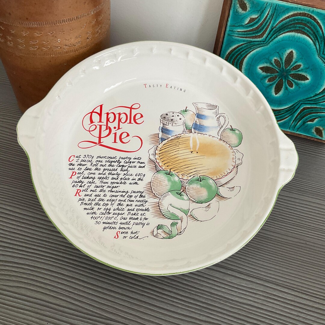 Vintage RAYWARE Apple Pie Dish, Recipe Dish, Oven to Table Pie Dish, - Etsy
