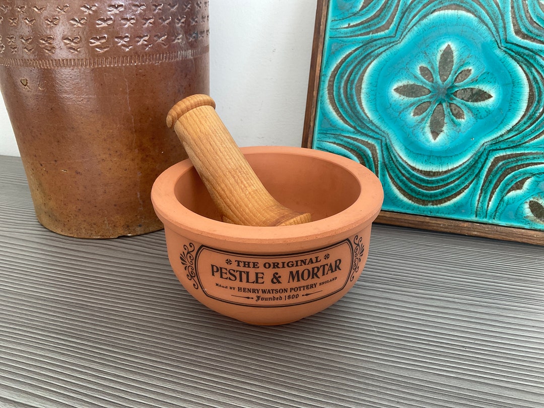 Vintage Henry Watson Pottery Mortar and Pestle, Terracotta Herb/spice ...