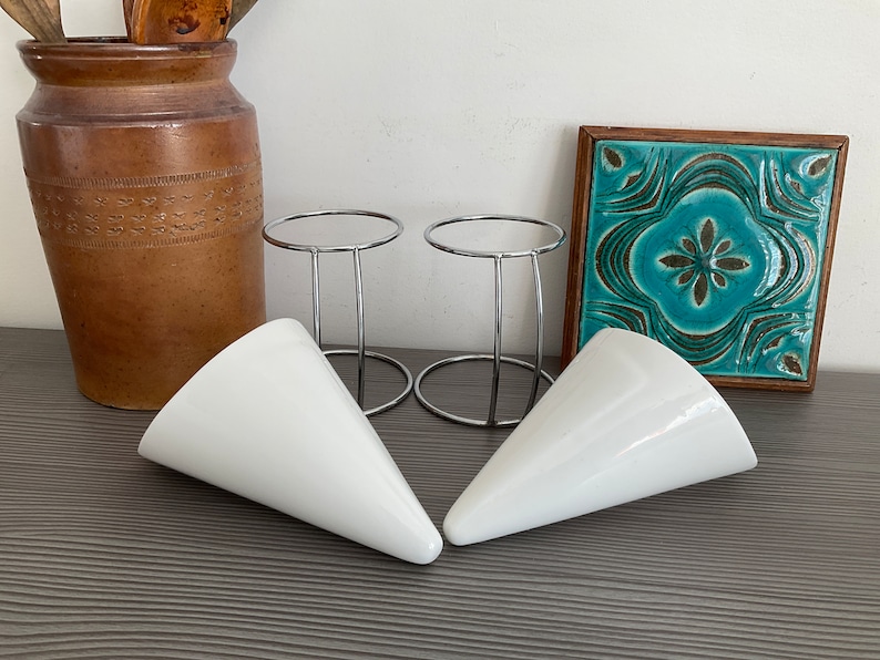 Ceramic Cones With Stand, Chip Bowls, Serviette Holders, White ...