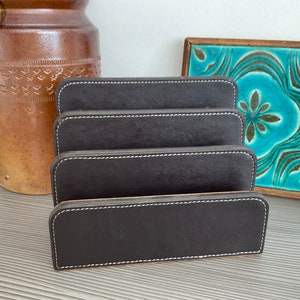 Smart Faux Leather Letter Rack, Brown Leatherette 3 Section Desk Tidy ...