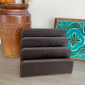Smart Faux Leather Letter Rack, Brown Leatherette 3 Section Desk Tidy ...
