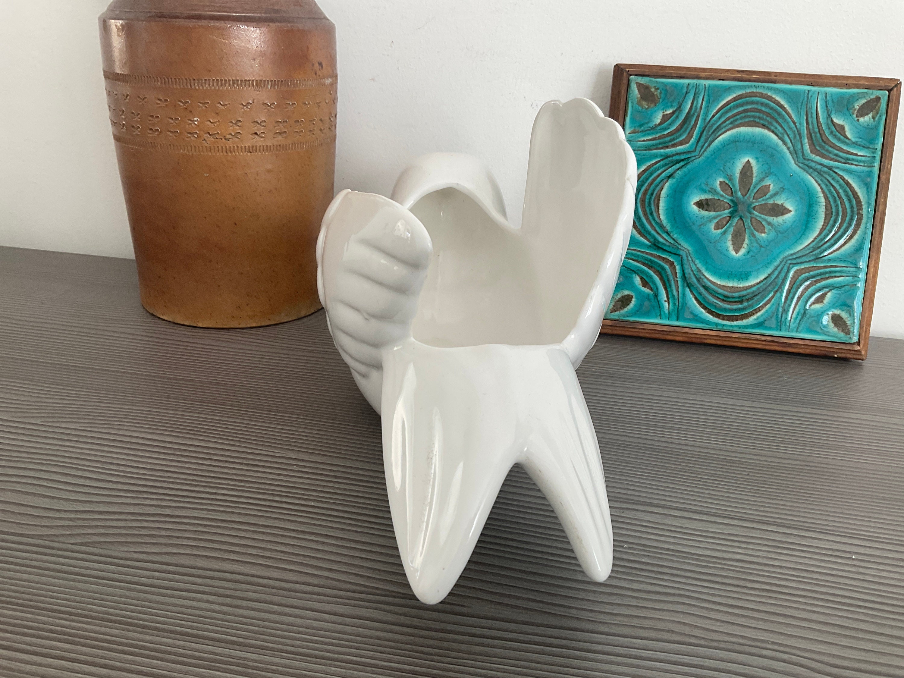 Large White Ceramic Dove Planter, Vintage Plant Pot, Two Available - Etsy
