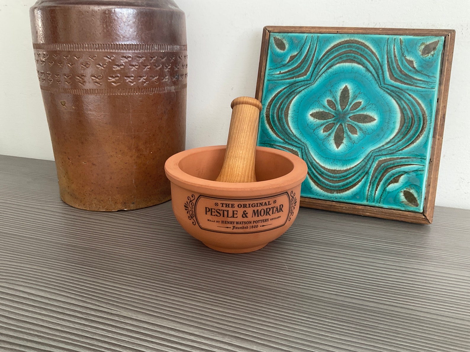 Vintage Henry Watson Pottery Mortar and Pestle, Terracotta Herb/spice ...