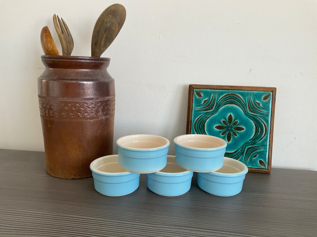 5 X Cermer Sky Blue Ramekins, Ceramic Soufflé Pots, Oven to Table - Etsy