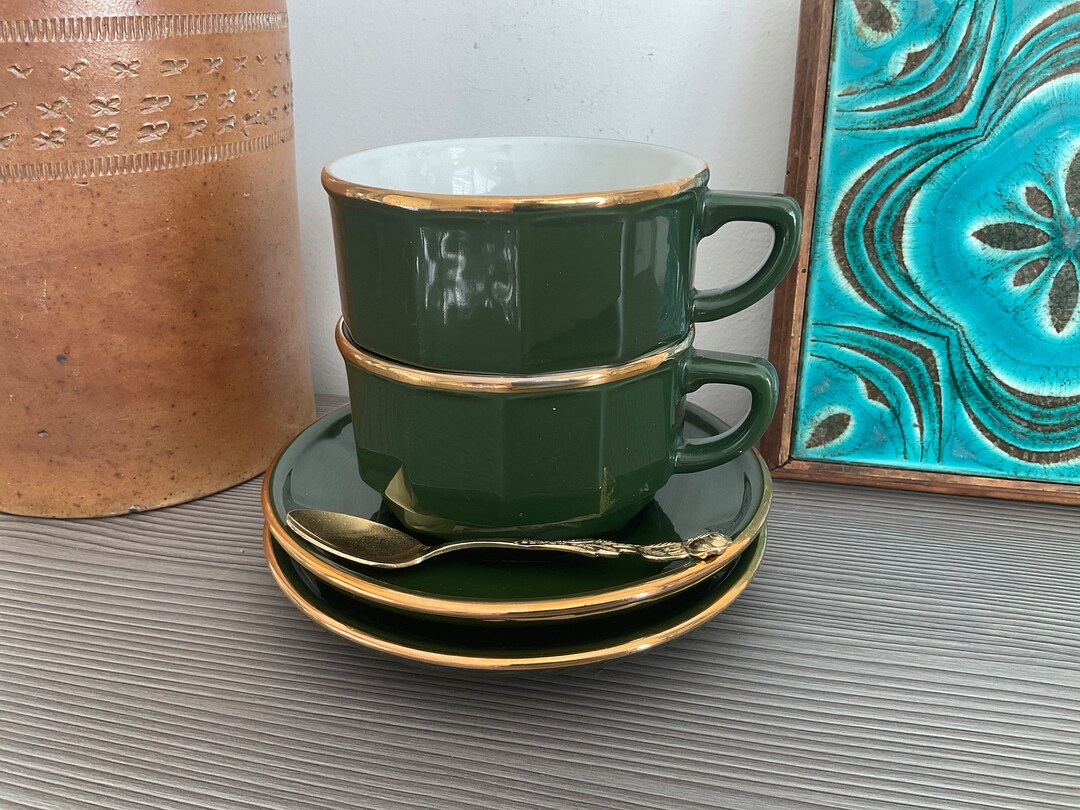 2 X APILCO Extra Large Breakfast Cups and Saucers, French Bistro Ware ...