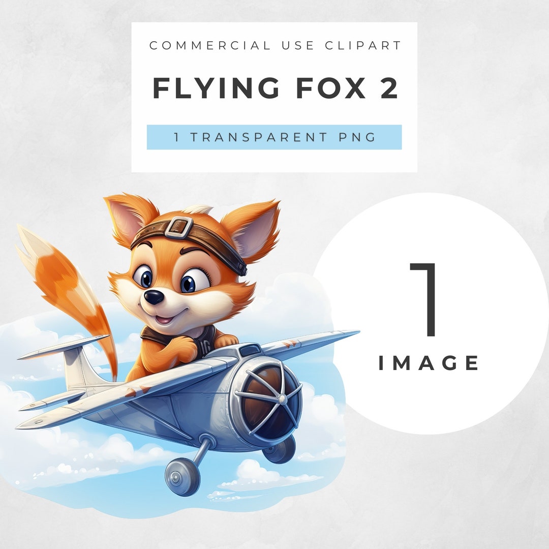 Fox in a Plane, Transparent PNG Clipart, Cartoon Image, Watercolor ...