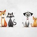 Quirky Cat and Dog Clipart, Whimsical Weird Pets, Scrapbook Ephemera ...