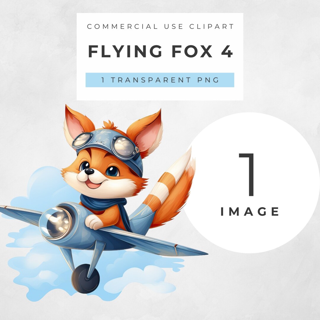 Fox in a Plane, Transparent PNG Clipart, Cartoon Image, Watercolor ...