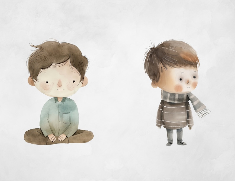 Clipart Whimsical Boy, Mixed Media, Quirky, Male, Junk Journal Images ...