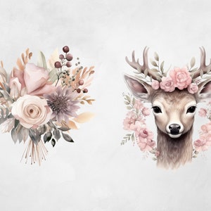 Blush Pink Floral Clipart, Rose Watercolor Flowers Pack, Wedding ...