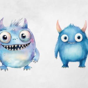 Little Monsters Clipart, Cute Birthday Graphics, Nursery Wall Art ...