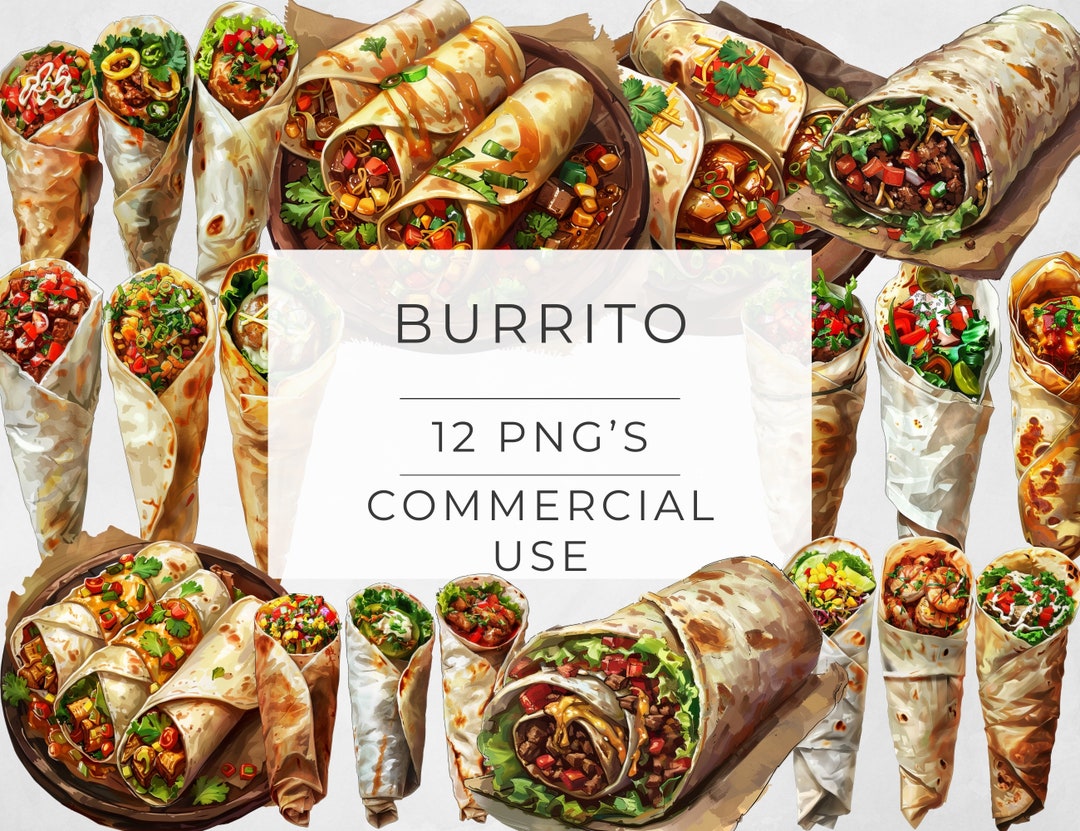 Burrito Clipart, Mexican Food Png, Watercolor Food Illustration, Fast ...