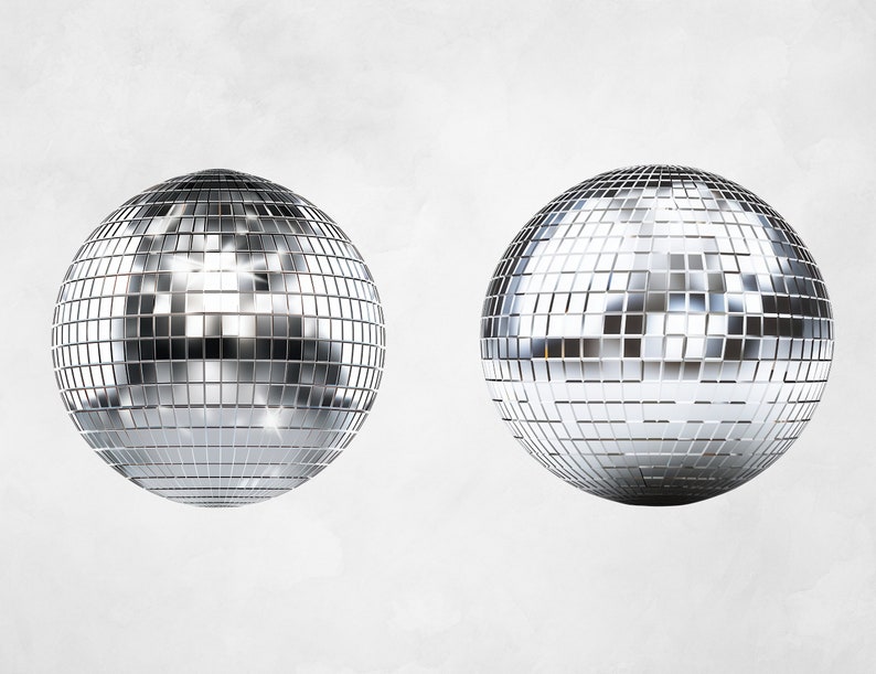 Silver Disco Ball Clipart, Mirror Ball, Retro Disco Ball, Rainbow Ball ...