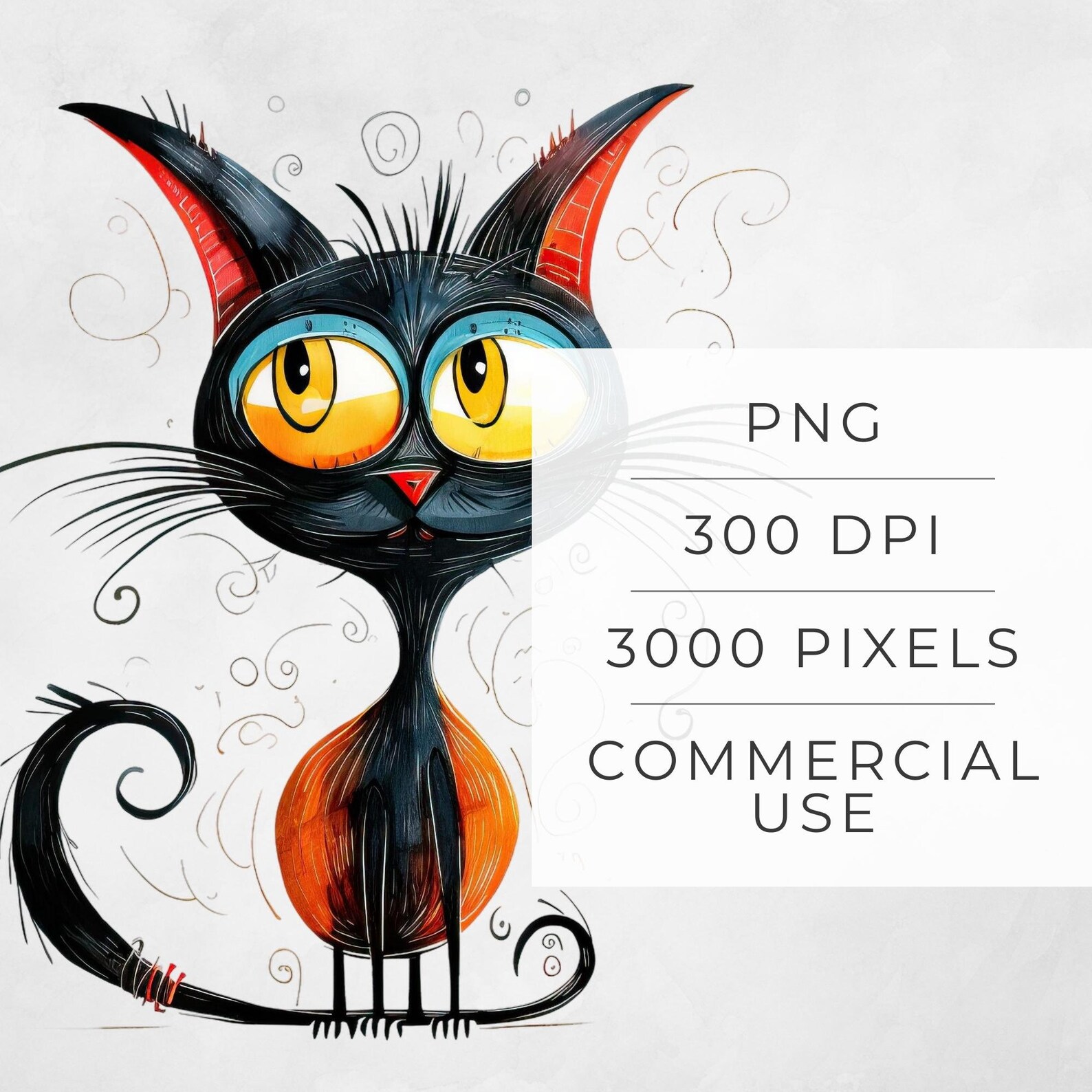 Quirky Cat Clipart, Cute Animals, Scrapbook, Watercolor, Junk Journal ...