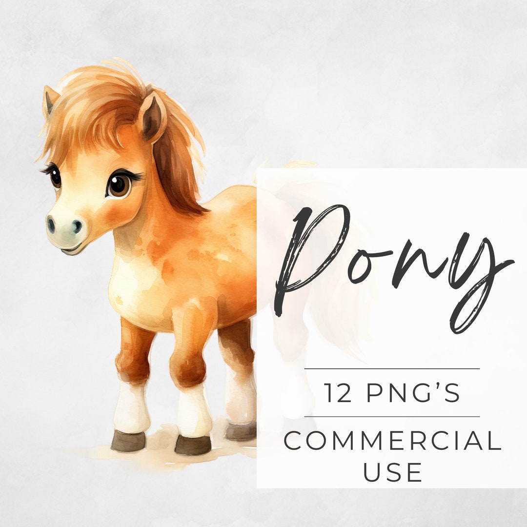 Pony Clipart Transparent PNG, Cute Animals, Scrapbook, Watercolor Horse ...