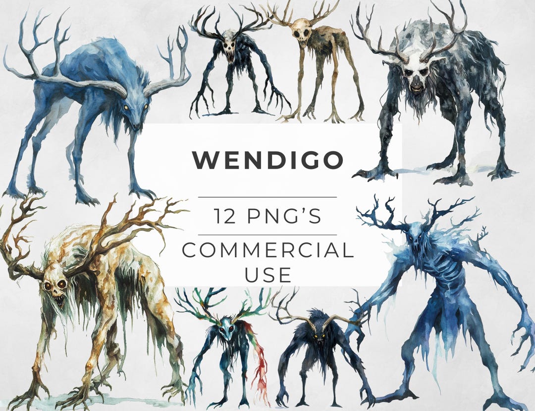 Wendigo Clipart, Watercolor Monster, Cryptid Monster, Mythical Beast ...