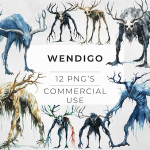 Wendigo Clipart, Watercolor Monster, Cryptid Monster, Mythical Beast ...