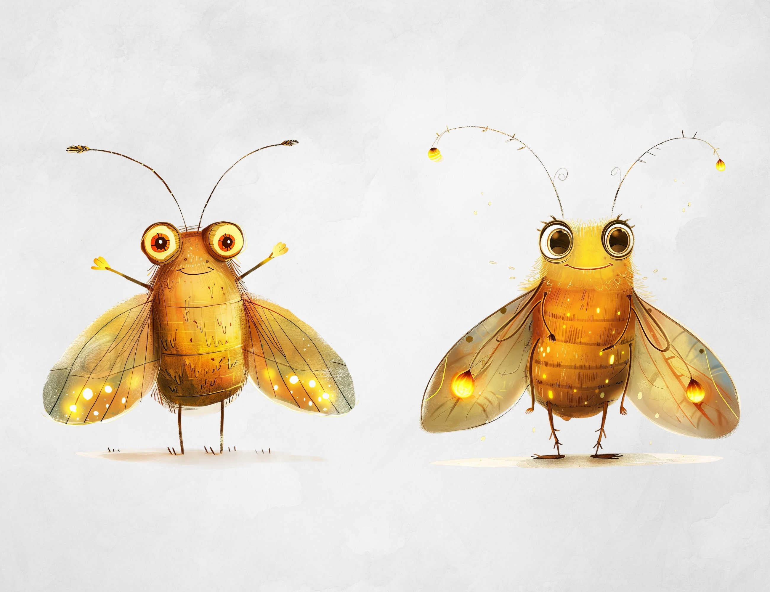 Quirky Firefly Clipart, Cute Animal, Scrapbook, Watercolor, Junk ...