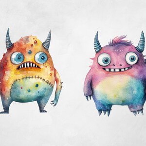 Little Monsters Clipart, Cute Birthday Graphics, Nursery Wall Art ...