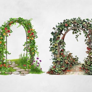 Garden Arch Clipart, Watercolor, Spring, Floral Arch, Garden Entrance ...