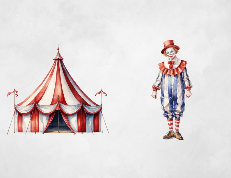 Circus Theme Clipart, Carnival, Circus Tent, Big Top, Clown, Monkey ...