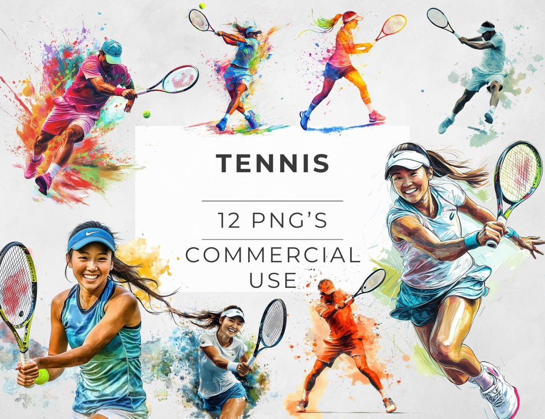 Clipart Tennis, Watercolor Player, Racket, Ball, Sports, Court, Shirt ...