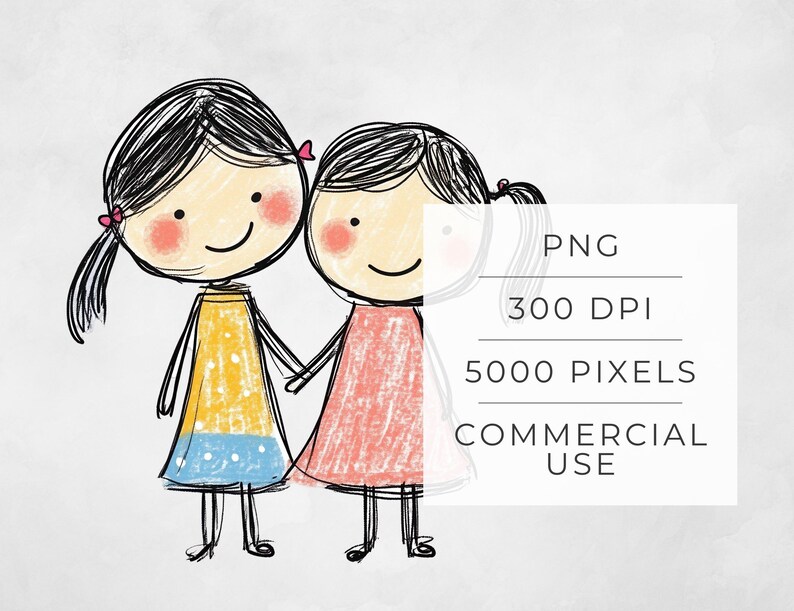 Sibling Clipart: Brother and Sister Doodles (transparent PNG, Digital ...