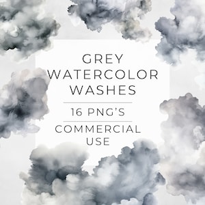 Grey Watercolor Washes Clipart Pack, Neutral, Texture Backgrounds ...