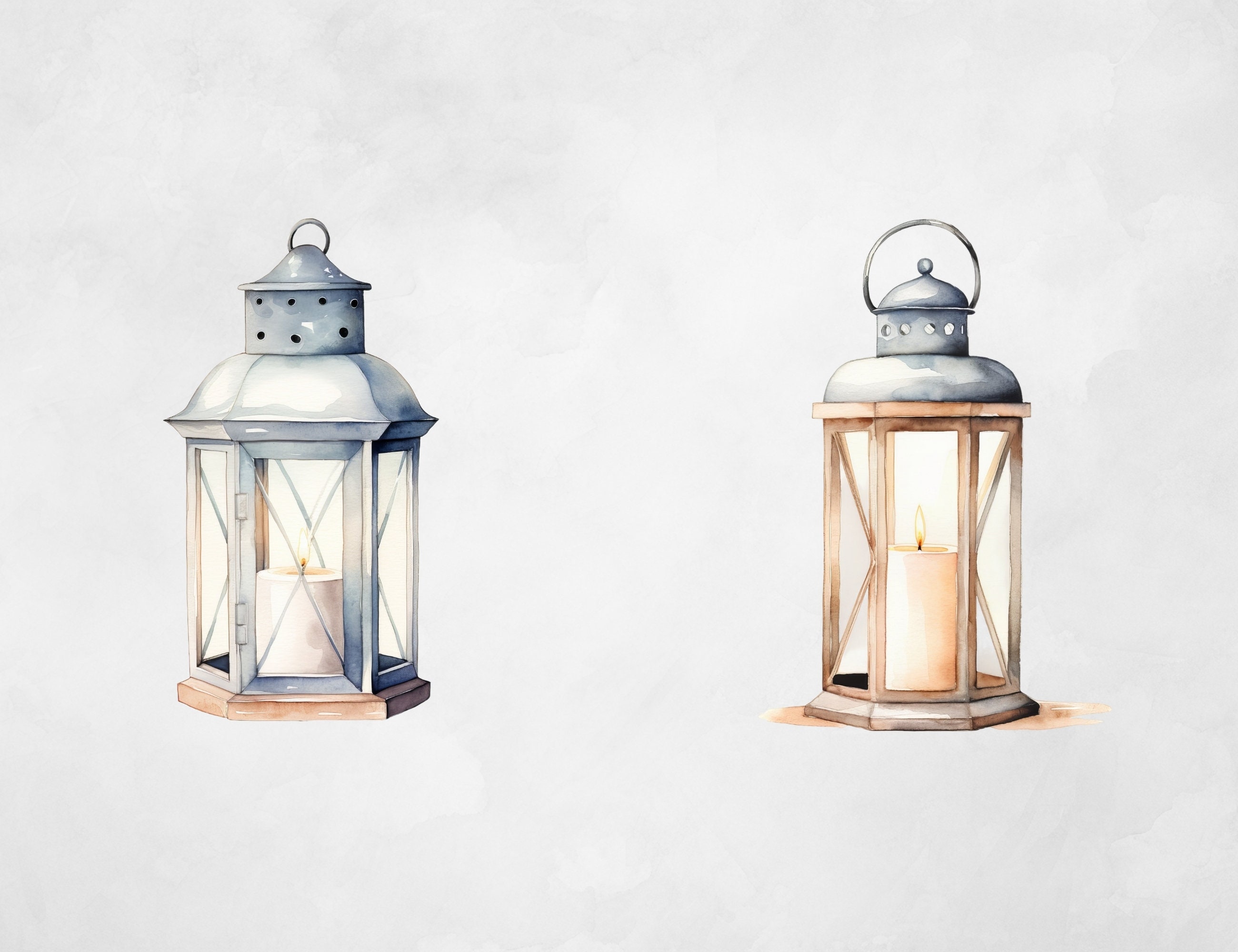 Candle Lantern Clipart, Watercolor Lamp, Vintage, Cottage Core, Candle ...