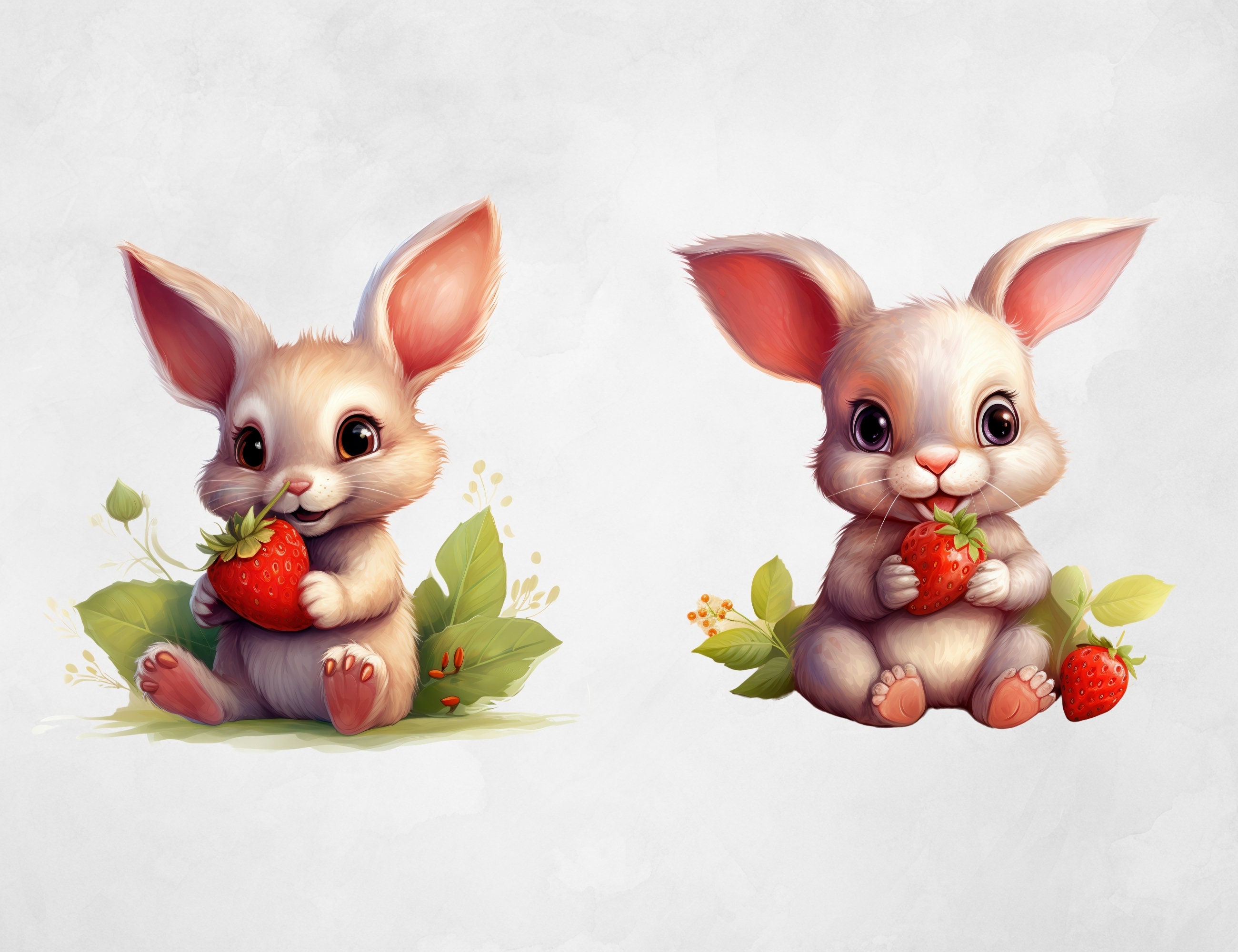 Bunny With Strawberry Clipart, Cute, Strawberries. Rabbit, Fruit ...