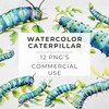 Watercolor Yellow Caterpillar Clipart Spring Bug Insect Clipart Cute ...