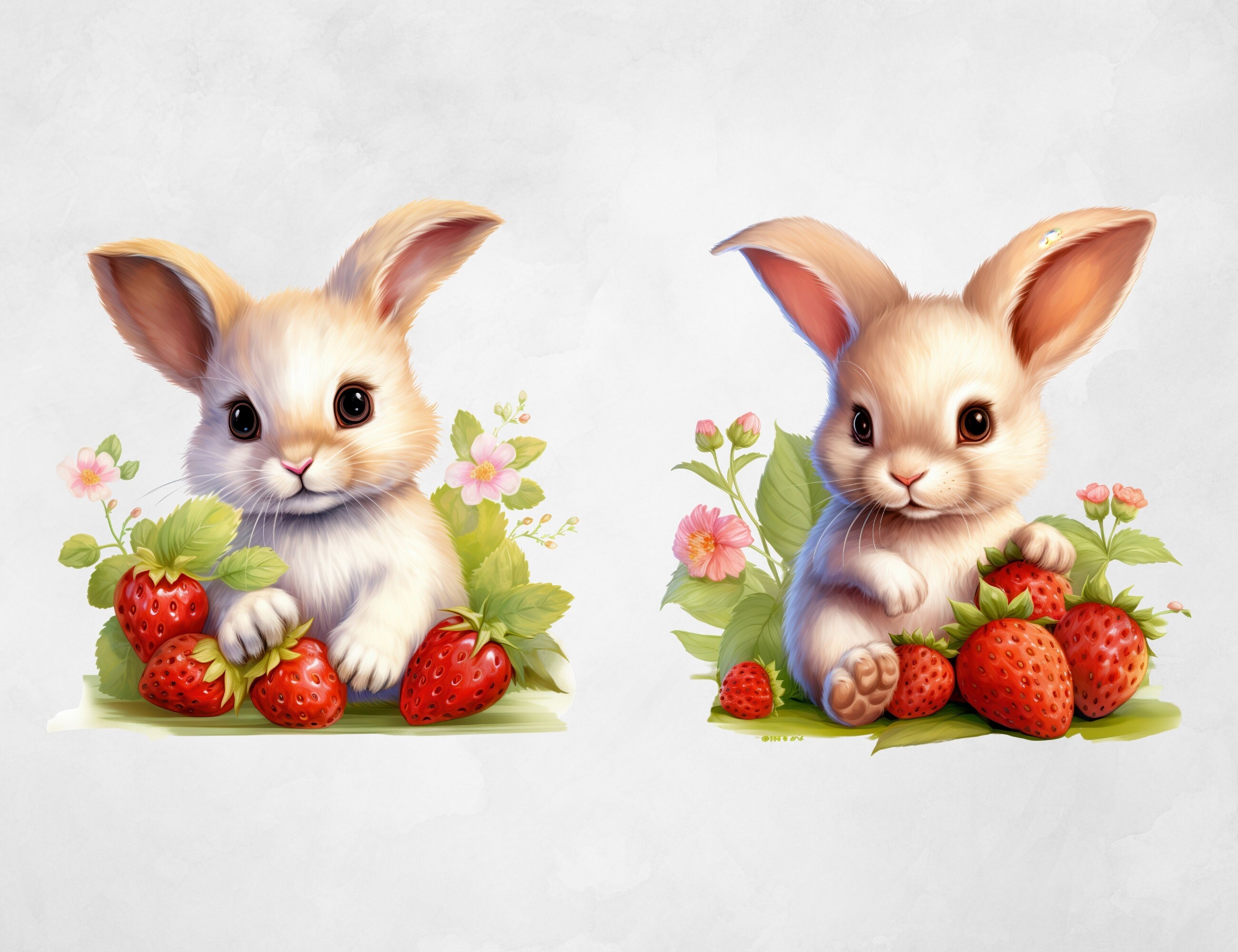 Bunny With Strawberry Clipart, Cute, Strawberries. Rabbit, Fruit ...