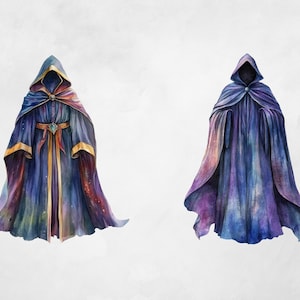 Watercolor Wizard Robe Clipart: Fantasy Magician PNG Images (commercial ...