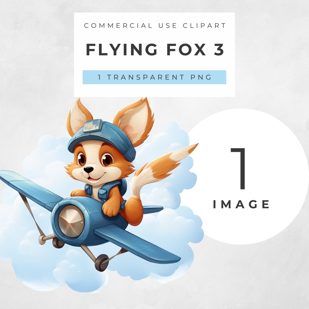 Fox in a Plane, Transparent PNG Clipart, Cartoon Image, Watercolor ...