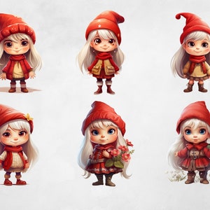Cute Girl Gnome Clipart, Watercolor Clipart, PNG Design, Card Design ...