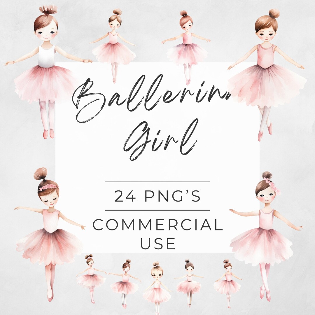 Ballerina Clipart, Cute Ballet, Pink Tutu, Birthday, Watercolor Images ...
