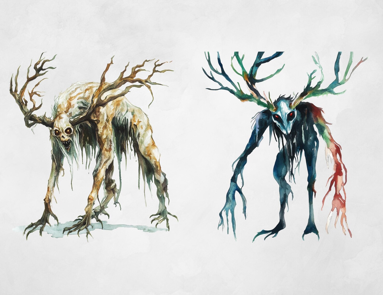 Wendigo Clipart, Watercolor Monster, Cryptid Monster, Mythical Beast ...
