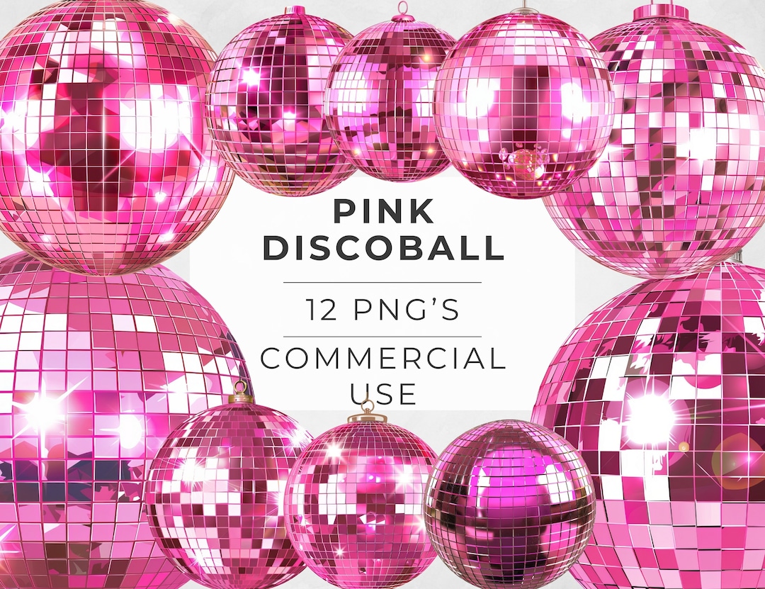 Pink Disco Ball Clipart: Retro Bachelorette PNG Designs (digital ...