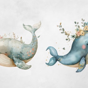 Watercolor Clipart Whale, Whimsical and Cute, Ocean Animals, Quirky ...