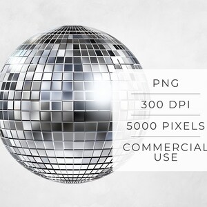 Silver Disco Ball Clipart, Mirror Ball, Retro Disco Ball, Rainbow Ball ...