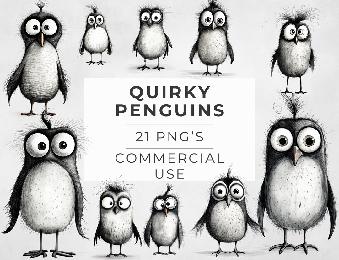 Winter Penguin Clipart, Quirky and Cute, Watercolor, Christmas Penguins ...