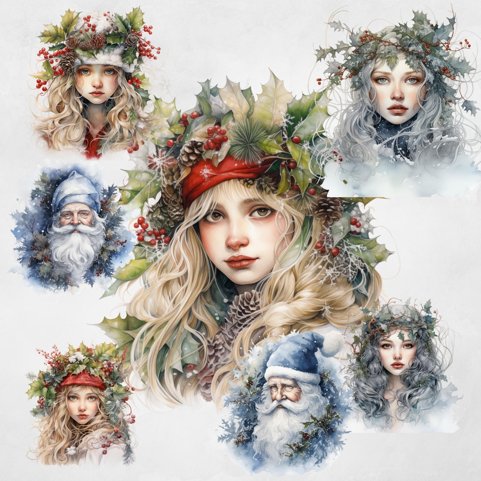 Yule Clipart Watercolor Commercial Use Transparent PNG 300 - Etsy