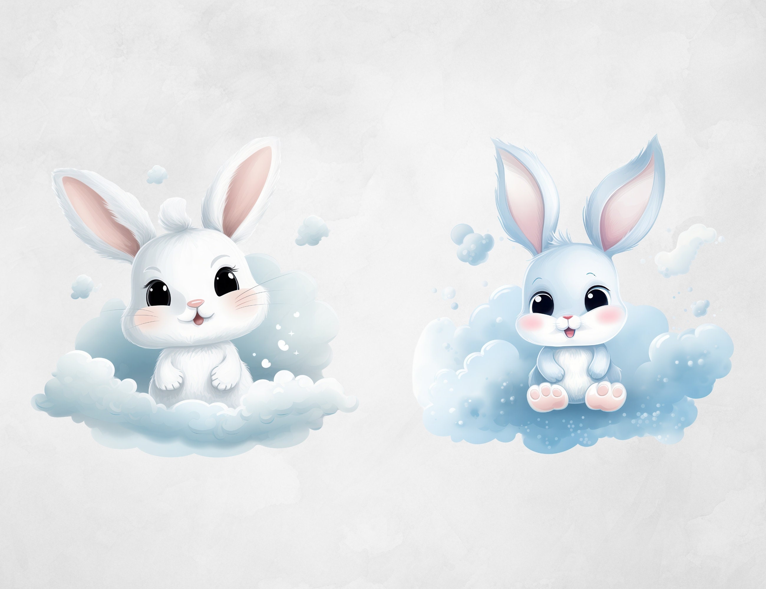 Rabbit in Cloud Clipart, Cute Bunny, Nursery Images, Watercolor ...