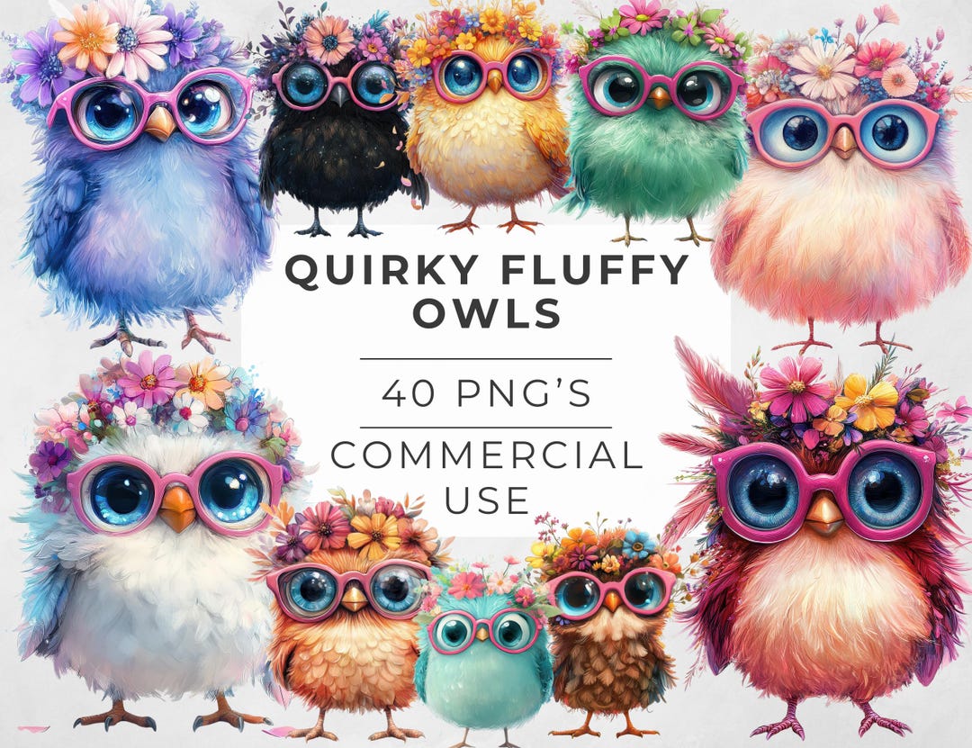 Quirky Fluffy Owl PNG Clipart, Cute Transparent Owl With Glasses ...