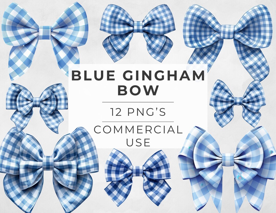 Blue Gingham Bow PNG, Preppy Pattern, Grand Millennial, Boxwood ...