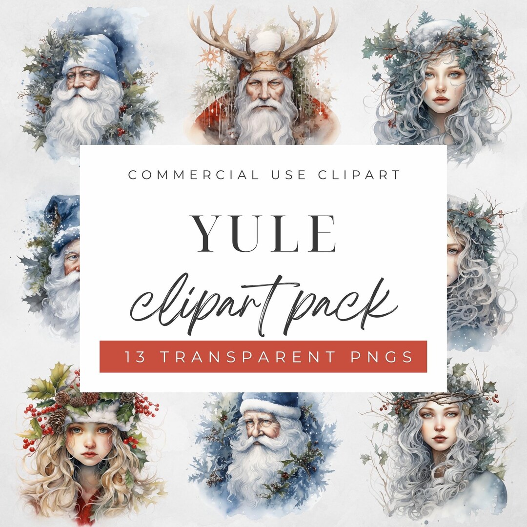 Yule Clipart Watercolor Commercial Use Transparent PNG 300 - Etsy