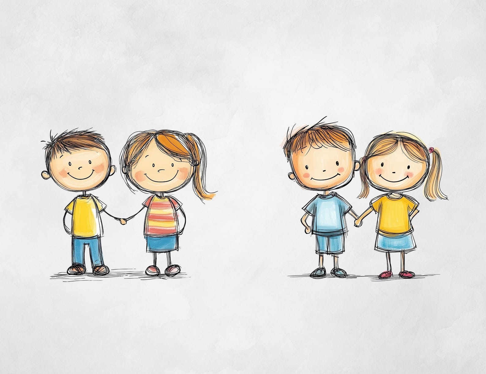 Sibling Clipart: Brother and Sister Doodles (transparent PNG, Digital ...