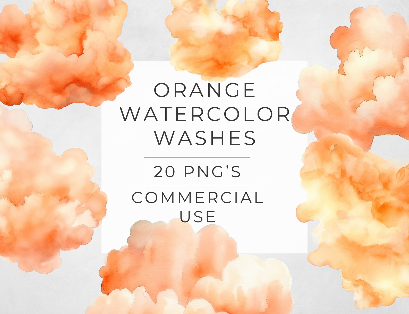Orange Watercolor Washes Clipart Pack, Neutral, Texture Backgrounds ...