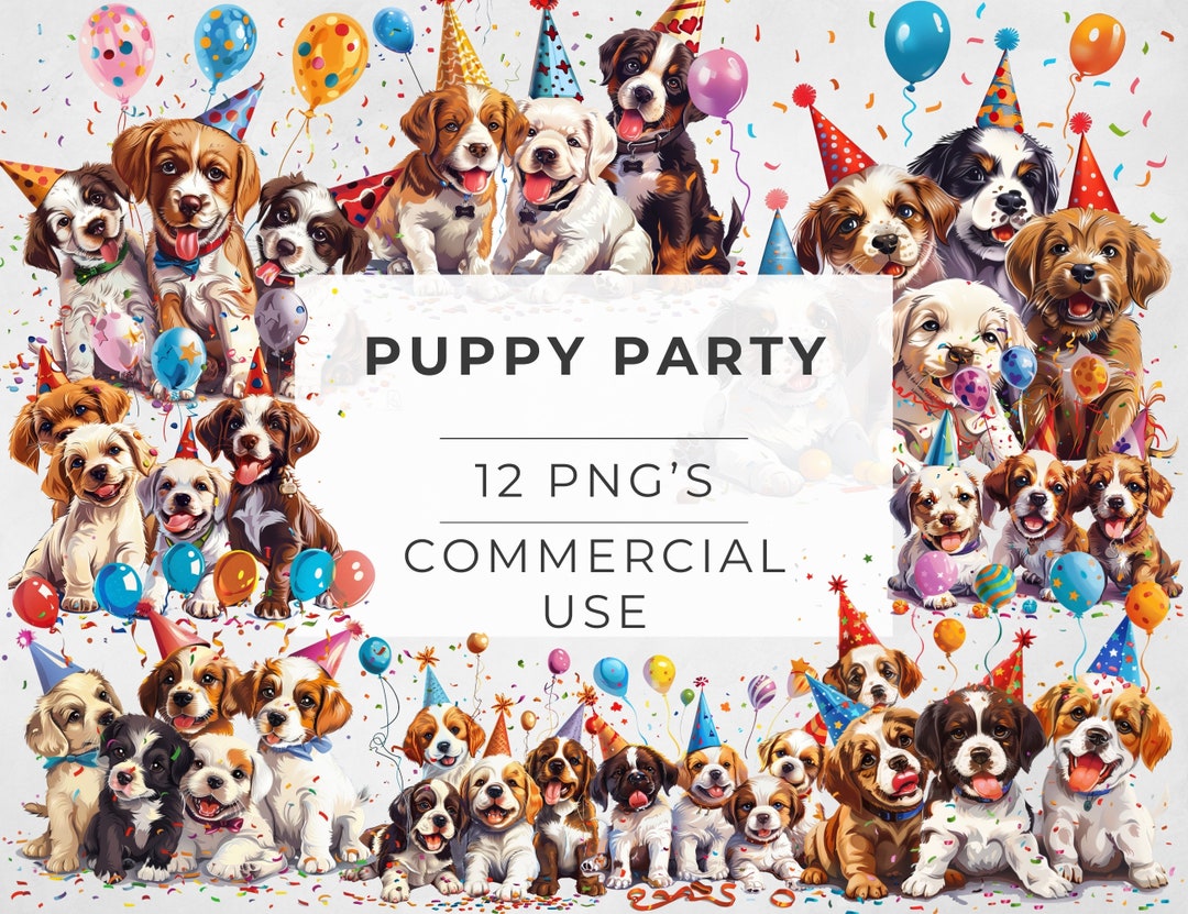 Puppy Pawty Clipart, Dog Party Invitation Images, Pet Birthday ...