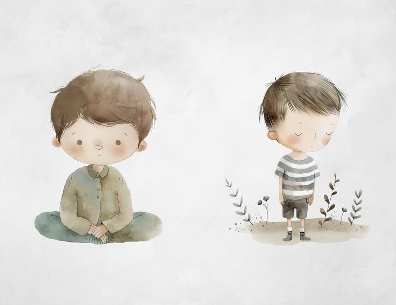 Clipart Whimsical Boy, Mixed Media, Quirky, Male, Junk Journal Images ...